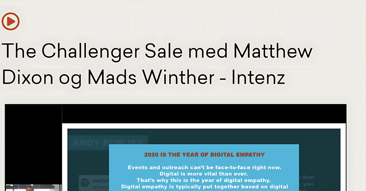 The Challenger Sale med Matthew Dixon og Mads Winther - Intenz - intenz