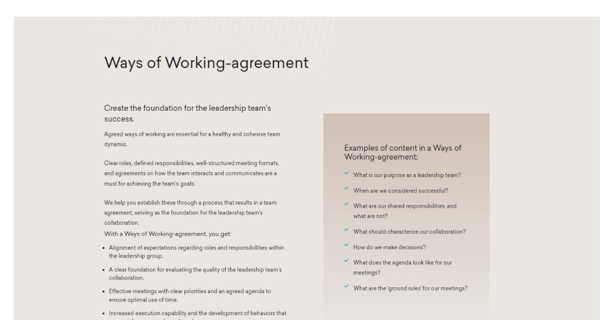 Ways of working agreement - intenz